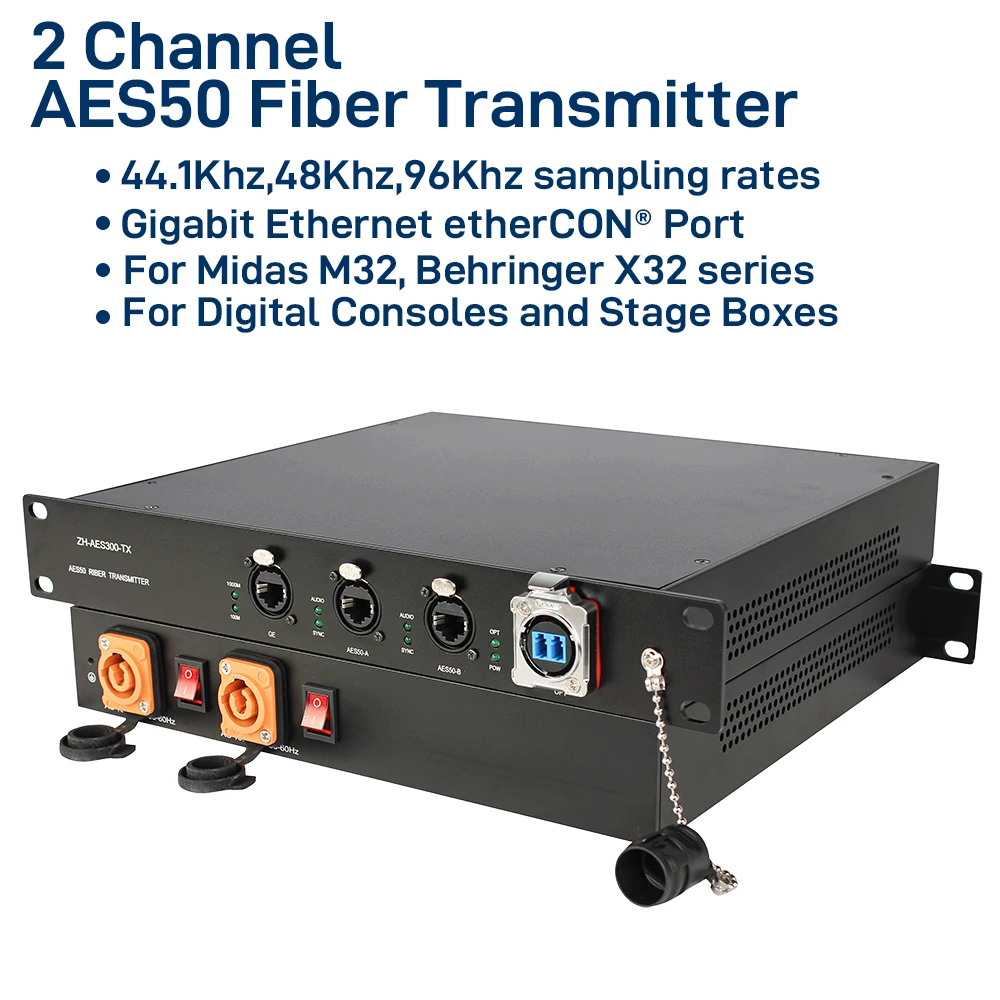 2 Channel AES50 Fiber Extender with 1+1 Redundant Fiber Backup 10KM ...
