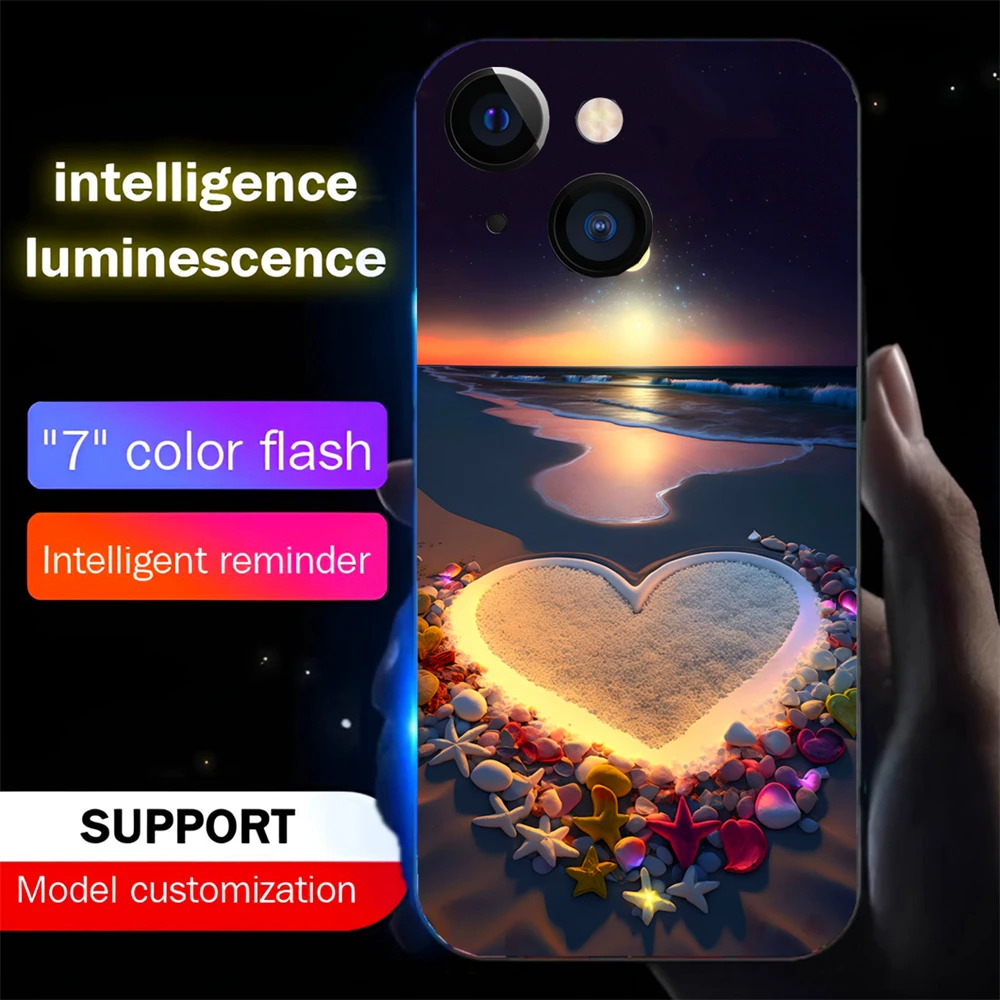 Healing-Love-Heart-LED-Light-Phone-Case-Glitter-Shockproof-Cover-For ...