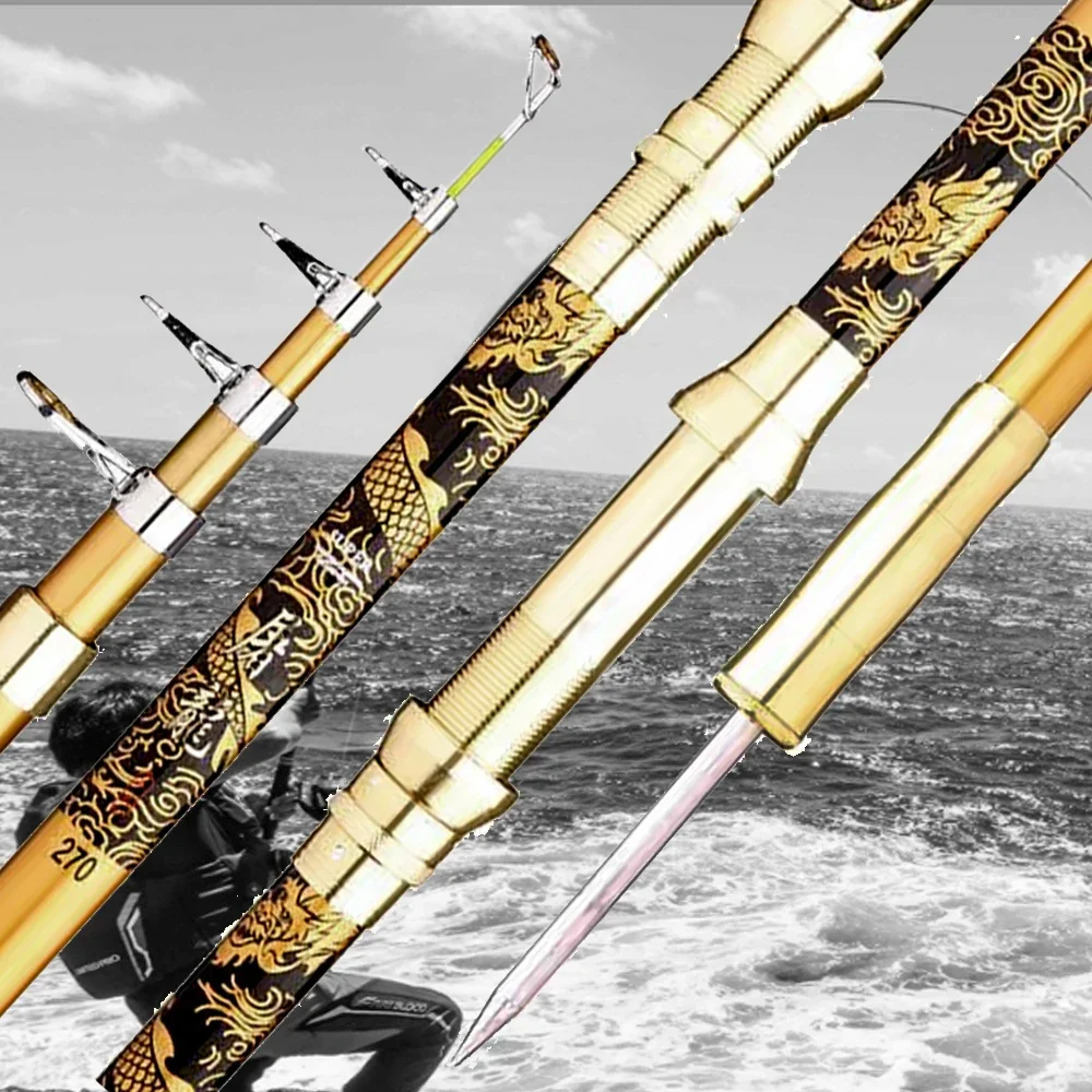 Professional-Carp-Fishing-Rod-Metal-2-1m-3-6m-Gold-Glass-Fiber-EVA ...