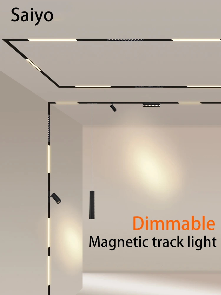 Saiyo Led Magnetic Track Light Dimmable Recessed Rails System Black Lighting Fixture Smart ...