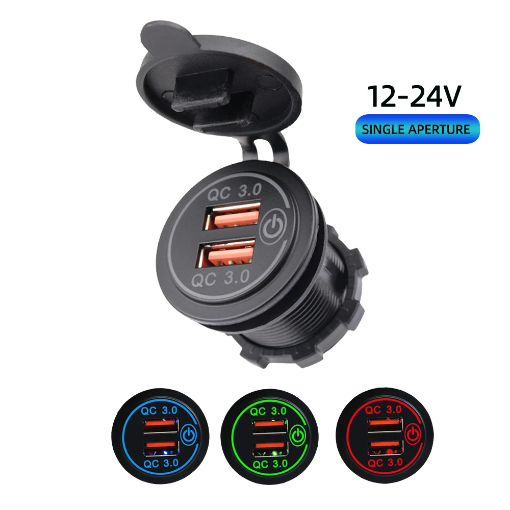 Quick Charge 3.0 Dual USB Socket 12V/24V Car Charger Touch Switch ...