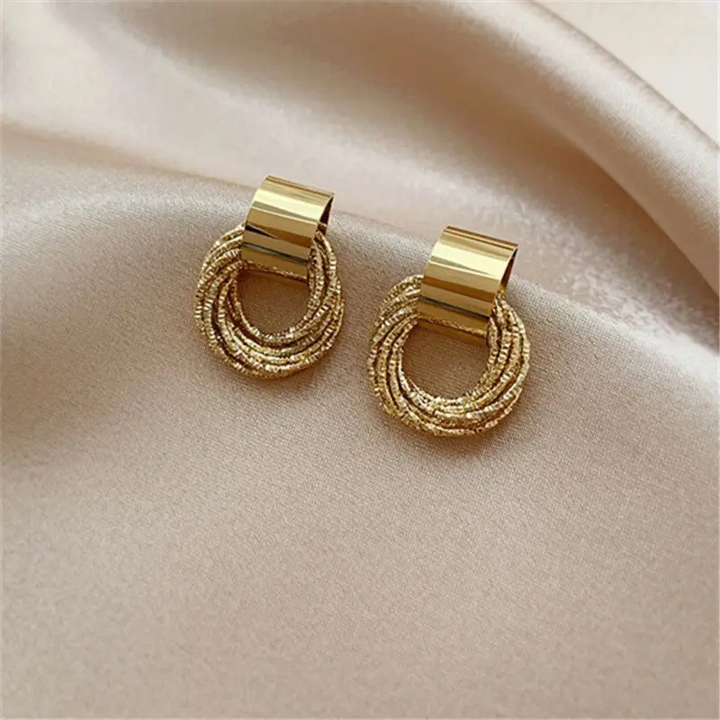 Retro-Metal-Gold-Color-Multiple-Small-Circle-Stud-Earrings-for-Women ...