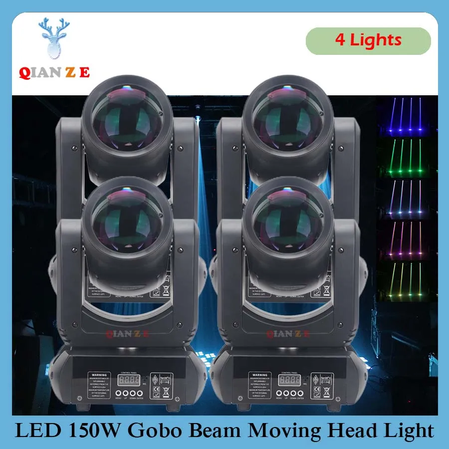 4Pcs LED Moving Head 150W Beam Flightcase Spot 18 Rotating Prisms Dmx ...