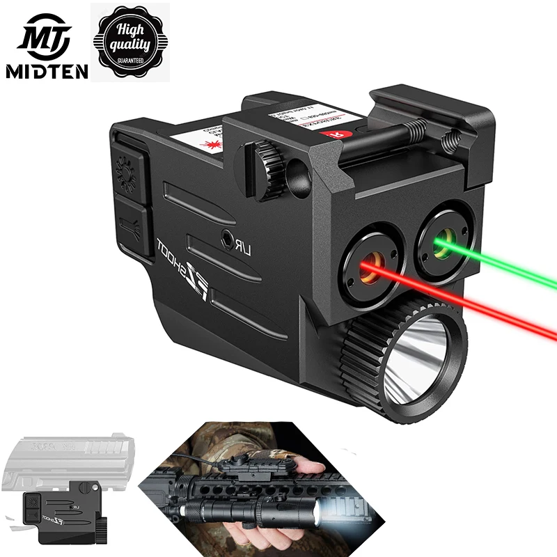 MidTen Flashlight Light Red Green Laser Combo Glock Beam 500 Lumens ...