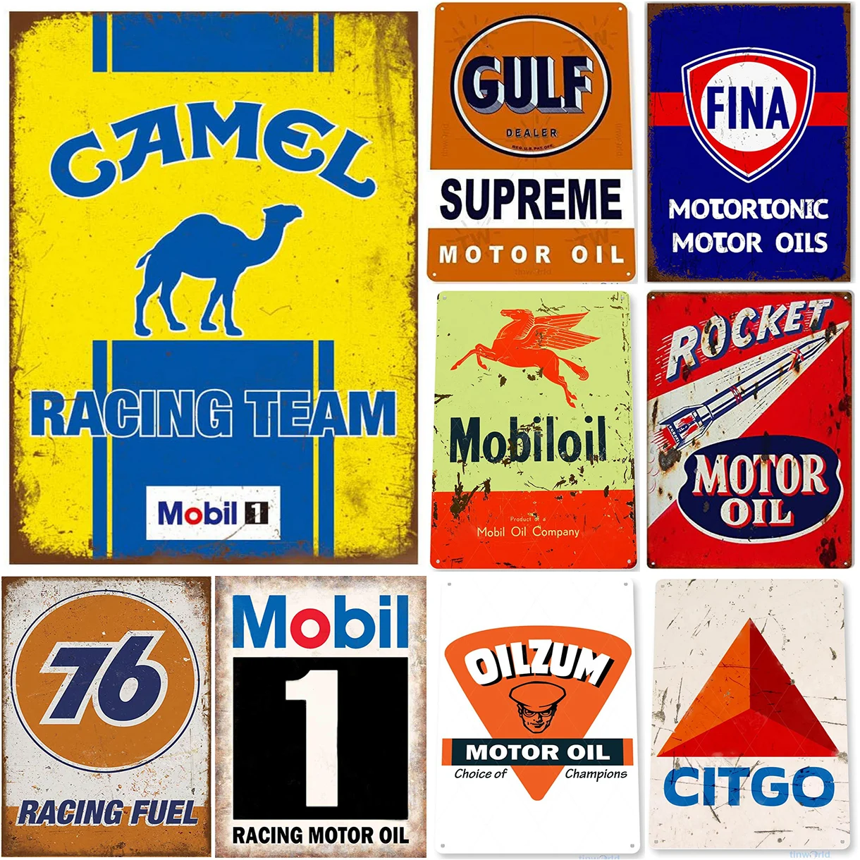 Metal-Tin-Signs-Vintage-Camel-Gulf-Oilzum-Gas-Oil-Posters-Plate-Wall ...