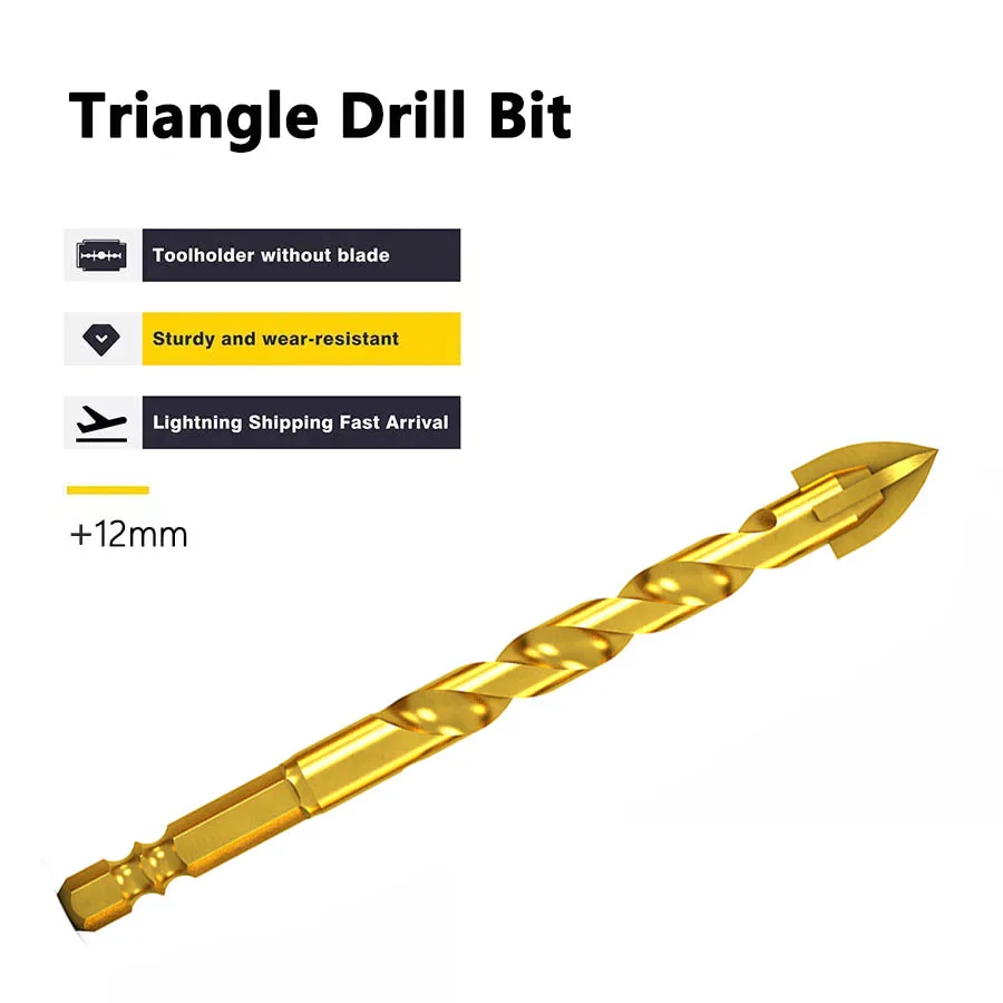 Triangle Drill Bit All-ceramic Glass Concrete Cement Wall Hand Electric ...