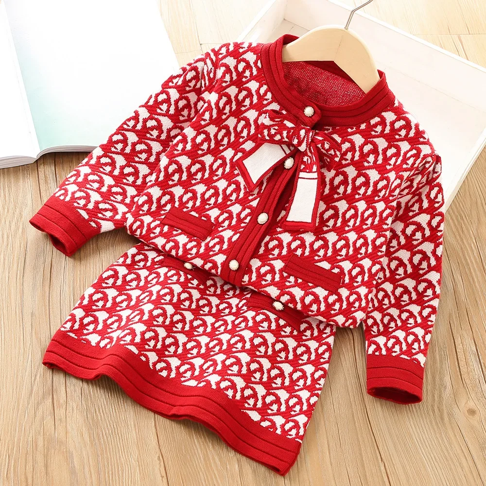 2Pcs-Knitting-Girls-Sets-Princess-Classic-New-Clothes-Winter-Sweater ...