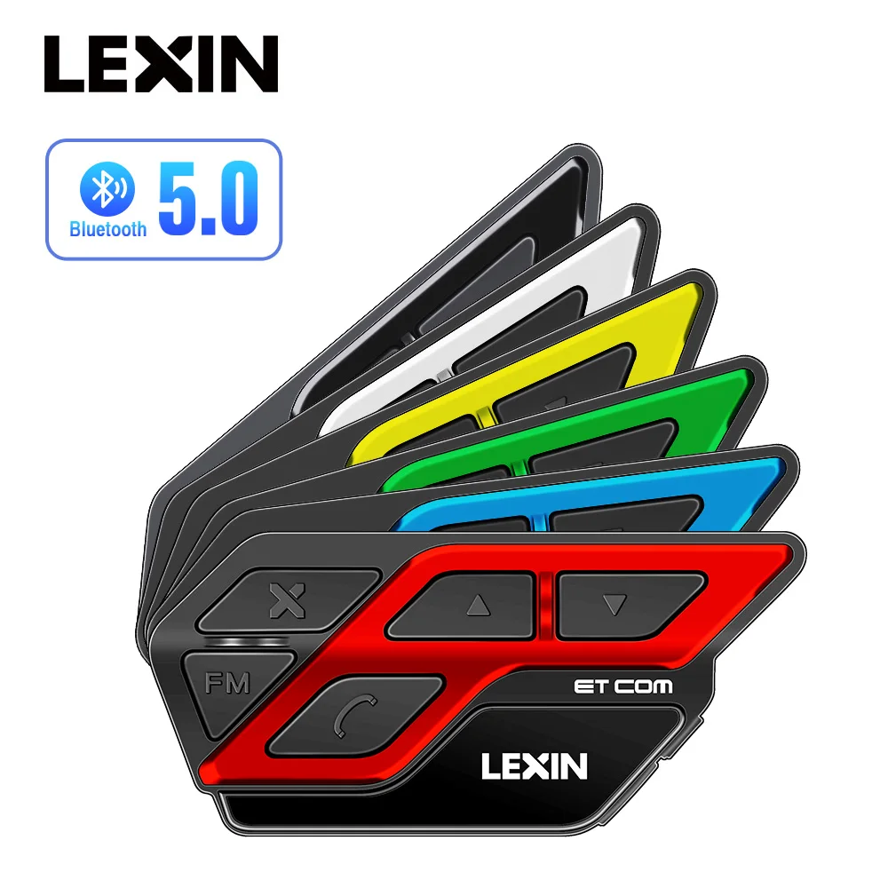 LEXIN ET COM Helmet Intercom Motorcycle Bluetooth v5.0 with 6 DIY Color, Waterproof&FM Radio ...