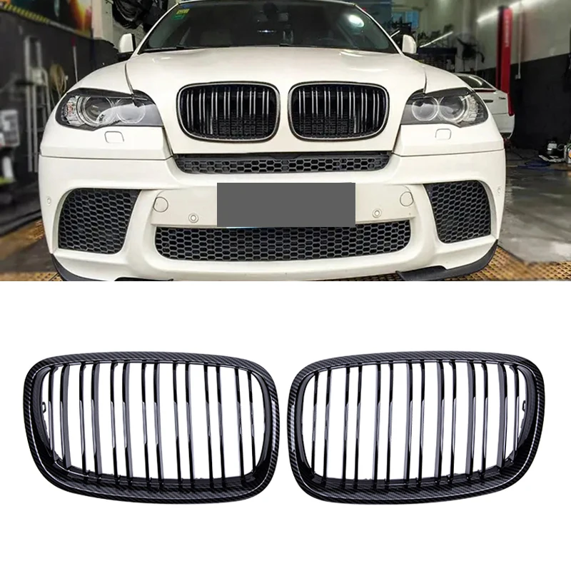 Carbon-Fiber-Frame-Car-Front-Kidney-Grille-Grill-Double-Slat-Grilles ...