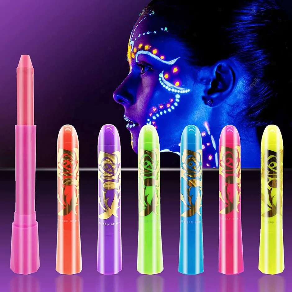 6Pcs-Luminous-Face-Paint-Crayons-Glow-in-The-Black-Light-Body-Paint ...