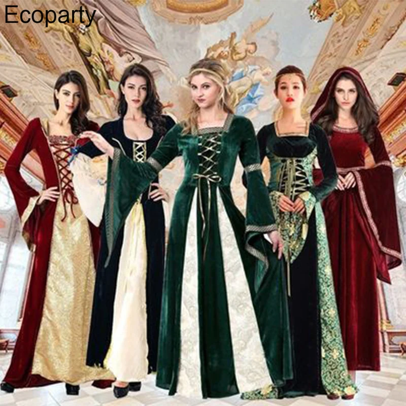 Retro-medieval-traje-verde-escuro-aristocr-tico-pal-cio-vestido-de-halloween-traje-adulto-palco ...
