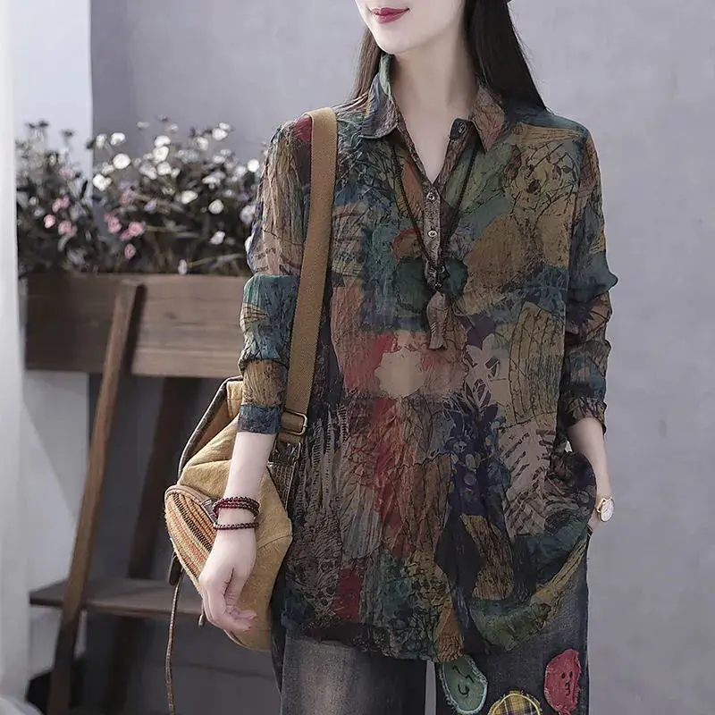 Casual-Retro-Art-Summer-Printing-Shirt-for-Women-s-New-Spring-Autumn ...