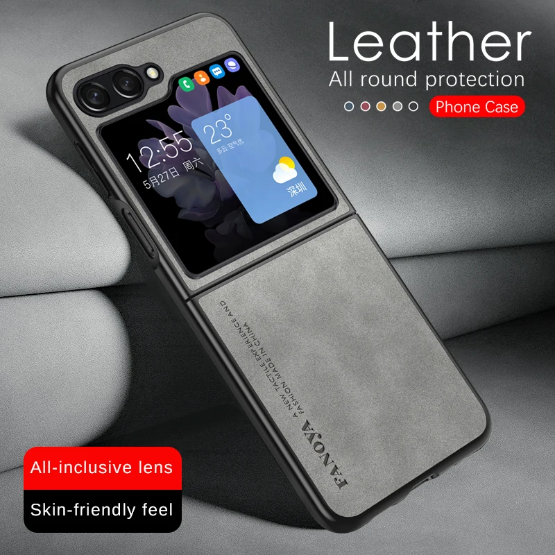 Sheepskin-Leather-Phone-Cover-For-Samsung-Galaxy-Z-Flip-5-Flip5-zFlip5 ...