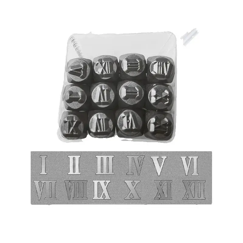 12pcs/set Leather Punch Stamp Roman Numerals Flower Heart Constellation ...