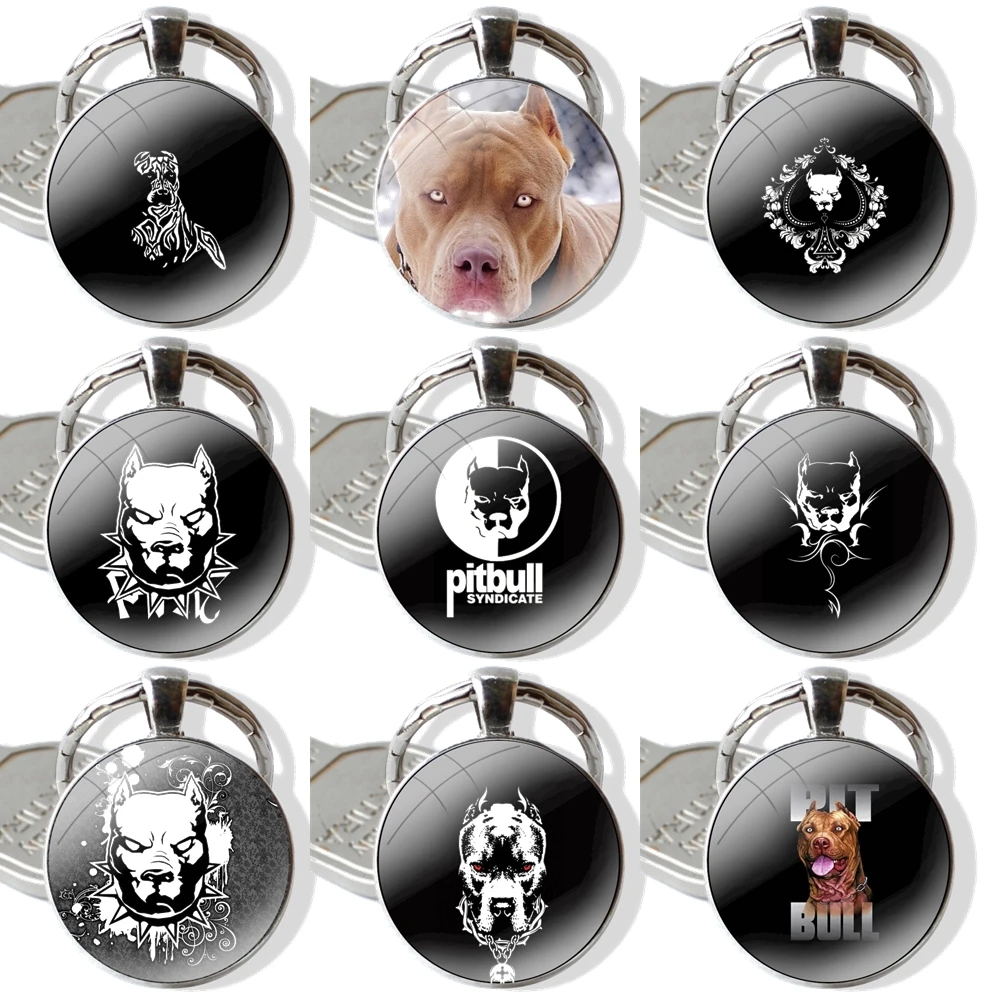 Pit-Bull-Lovely-Dog-Pitbull-Glass-Metal-Pendant-Key-Chain-Classic-Men ...