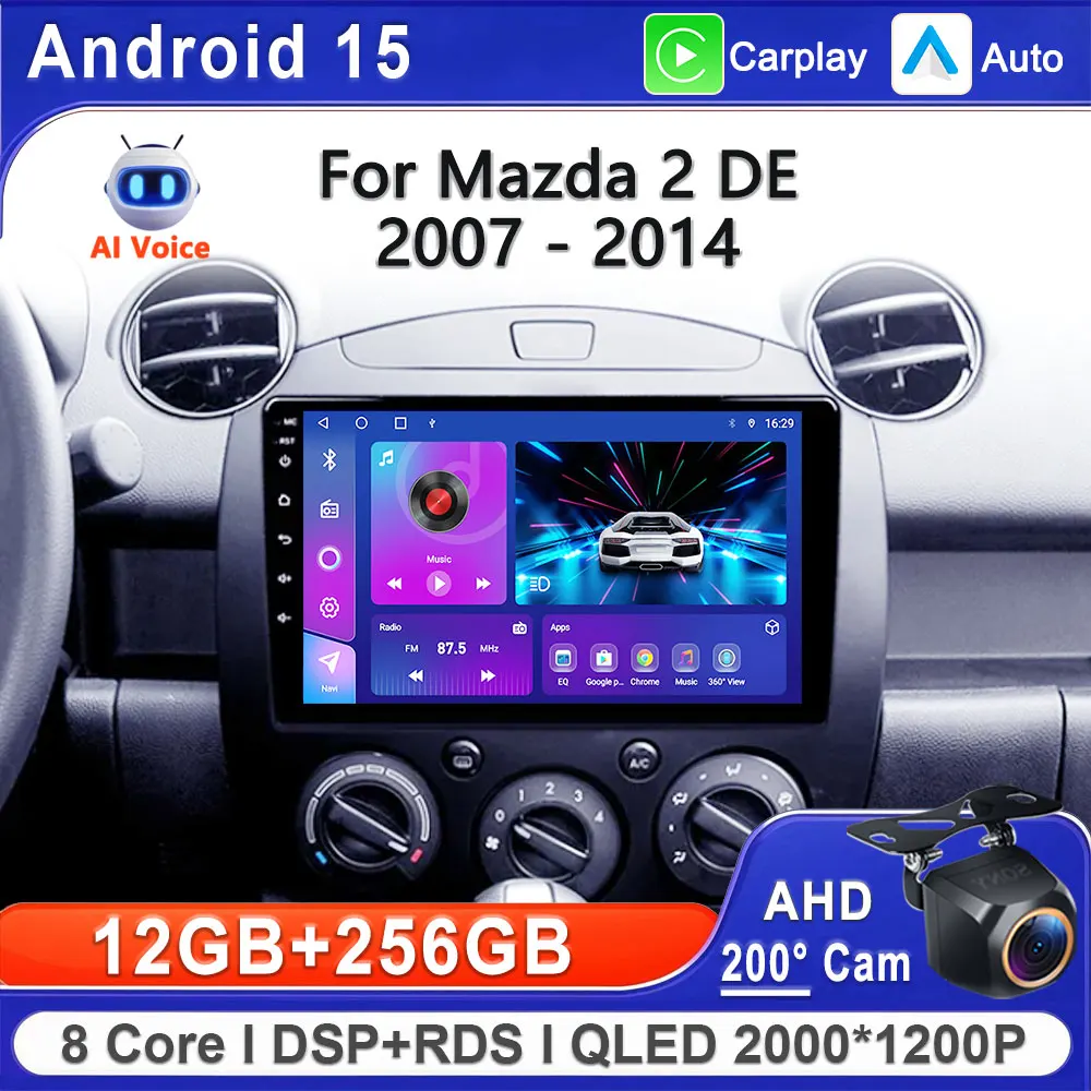 Android 15 For Mazda 2 DE 2007 - 2014 Car Radio Multimedia Video Player ...