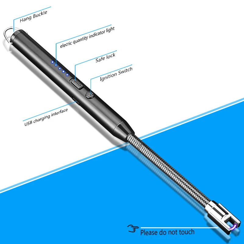 360° Electric Arc BBQ Lighter USB Windproof Flameless Plasma Ignition ...