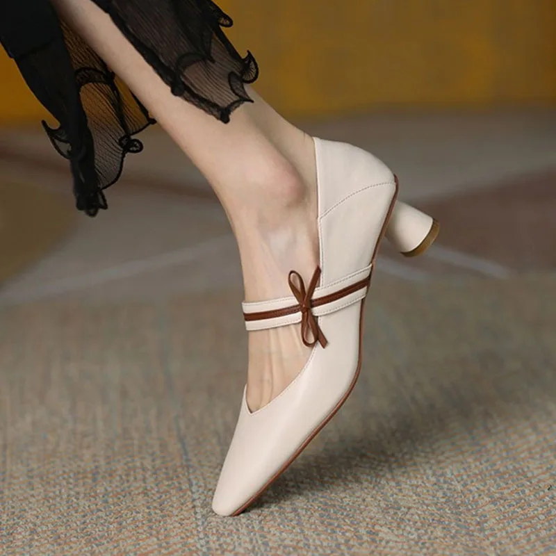 New-Designer-Shoes-For-Women-Mary-Jane-Shoes-Striped-Bow-Pumps-Pointed ...