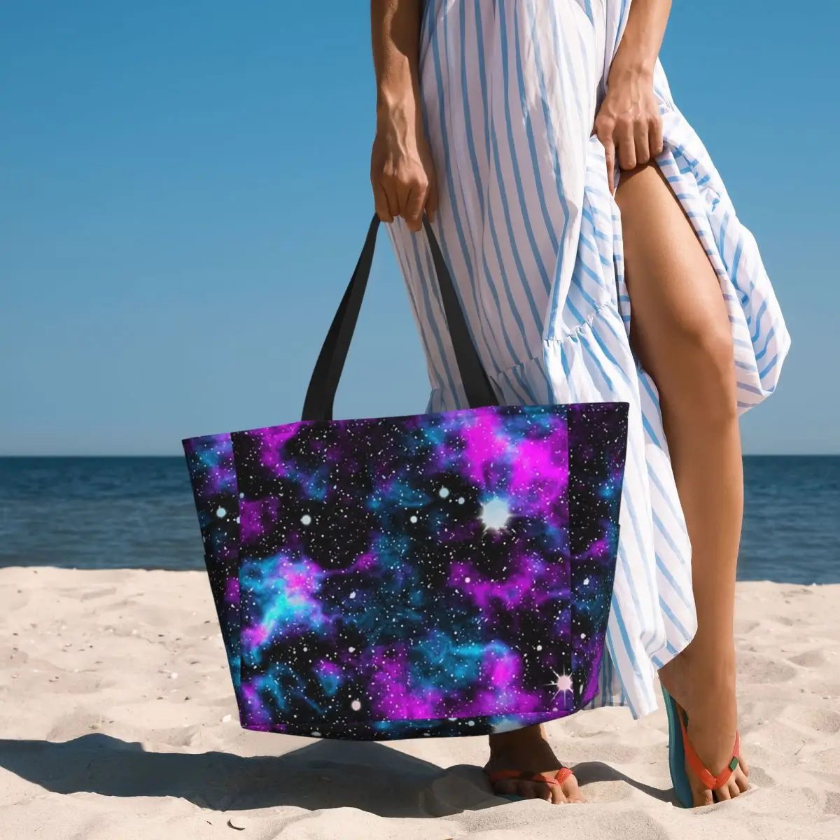 Purple And Blue Galaxy Beach Tote Bag Sport Gym Yoga Duffle Large Tote ...