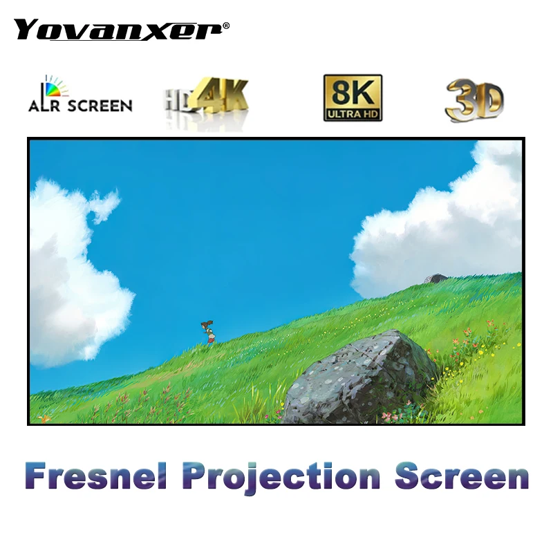 80 Inch Fresnel 5.0 Projection Screen ALR 1CM Fixed Frame Wall Hanging ...