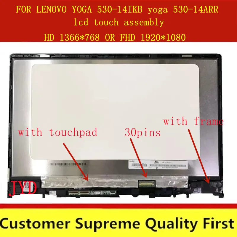14.0 Hd Fhd Lcd Display For Lenovo Yoga 530-14ikb Yoga 530-14arr 530-14 ...