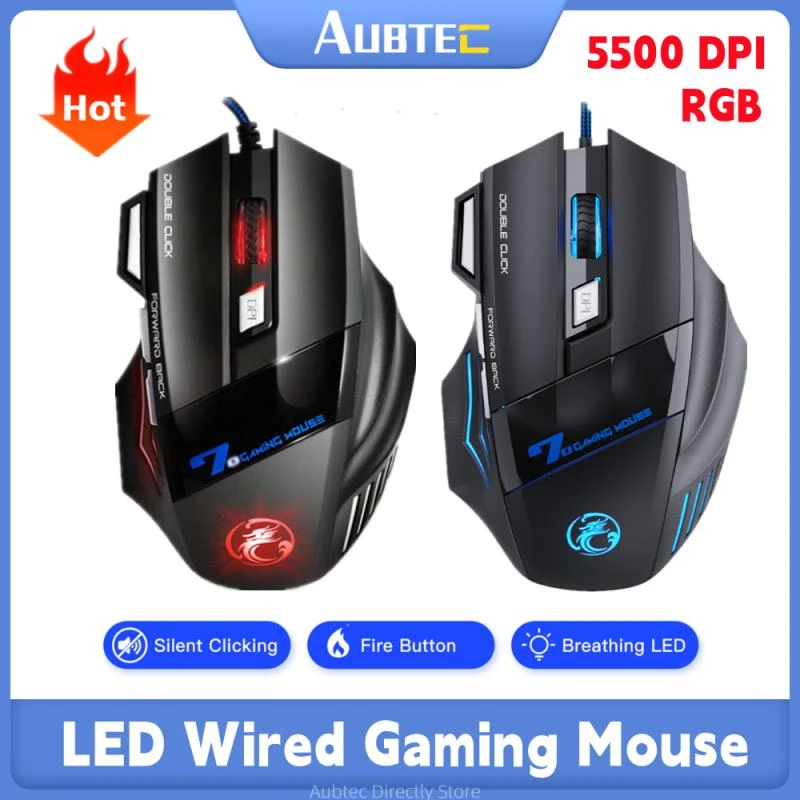 Gaming Competition Wired Mouse RGB+LED 5500DPI X7 Silent Optical Mice ...