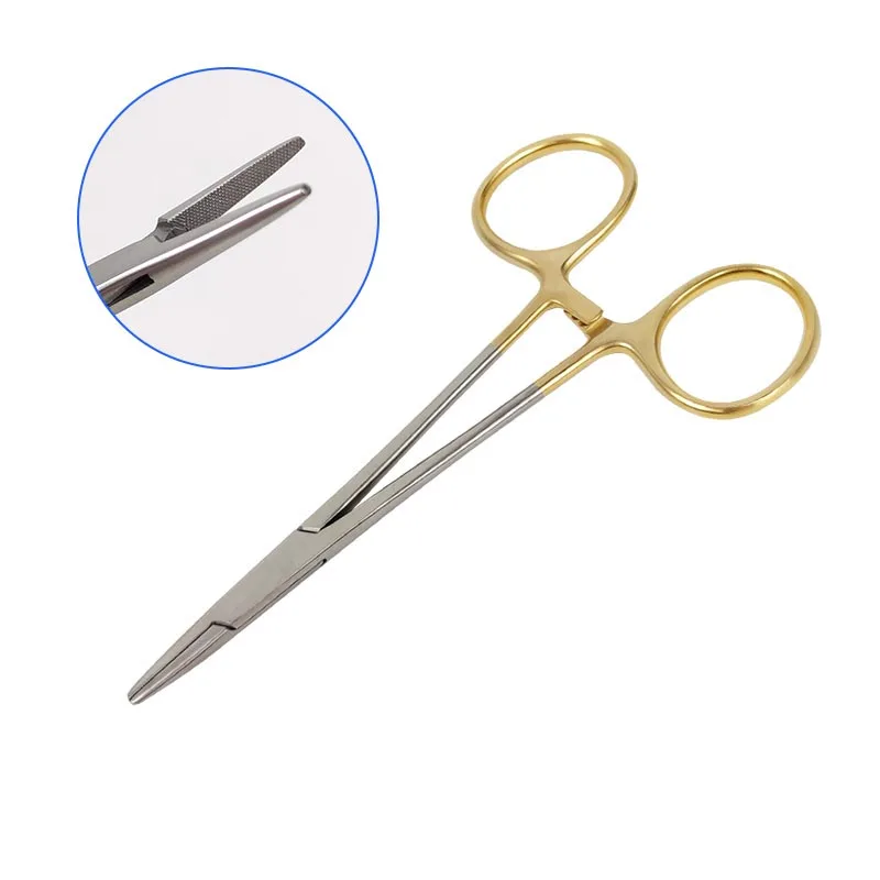 Gold-handle-double-eyelid-embedded-piece-of-needle-holding-pliers ...
