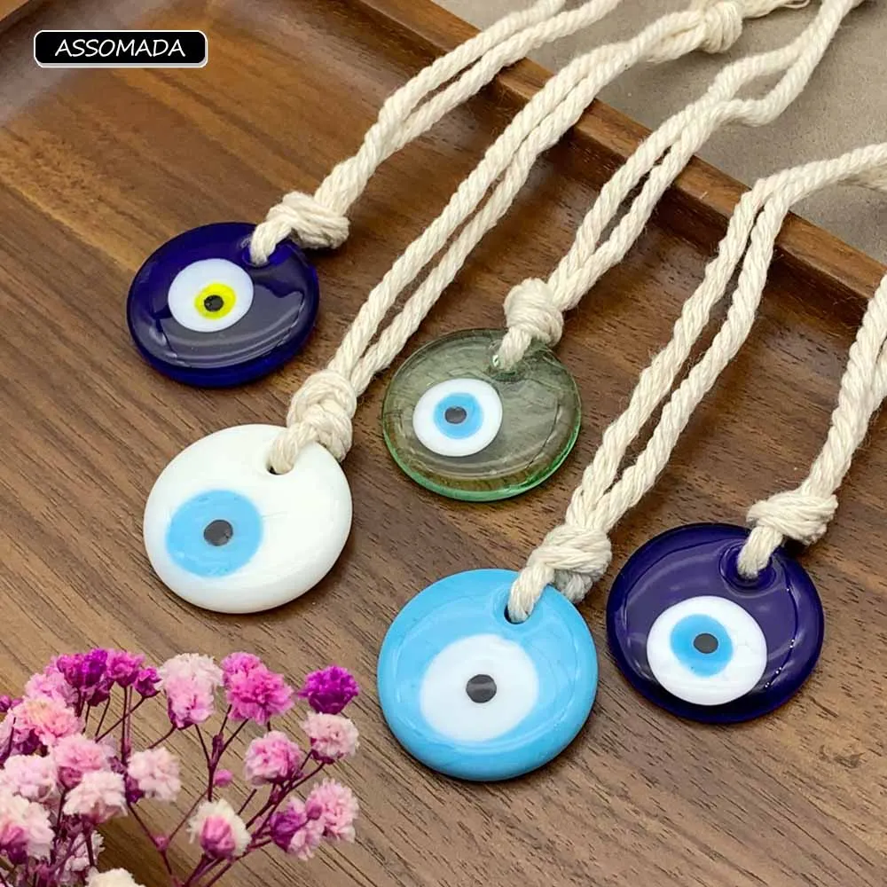 Cotton Rope Lucky Evil Eye Keychains For Women Men Handmade Glass ...