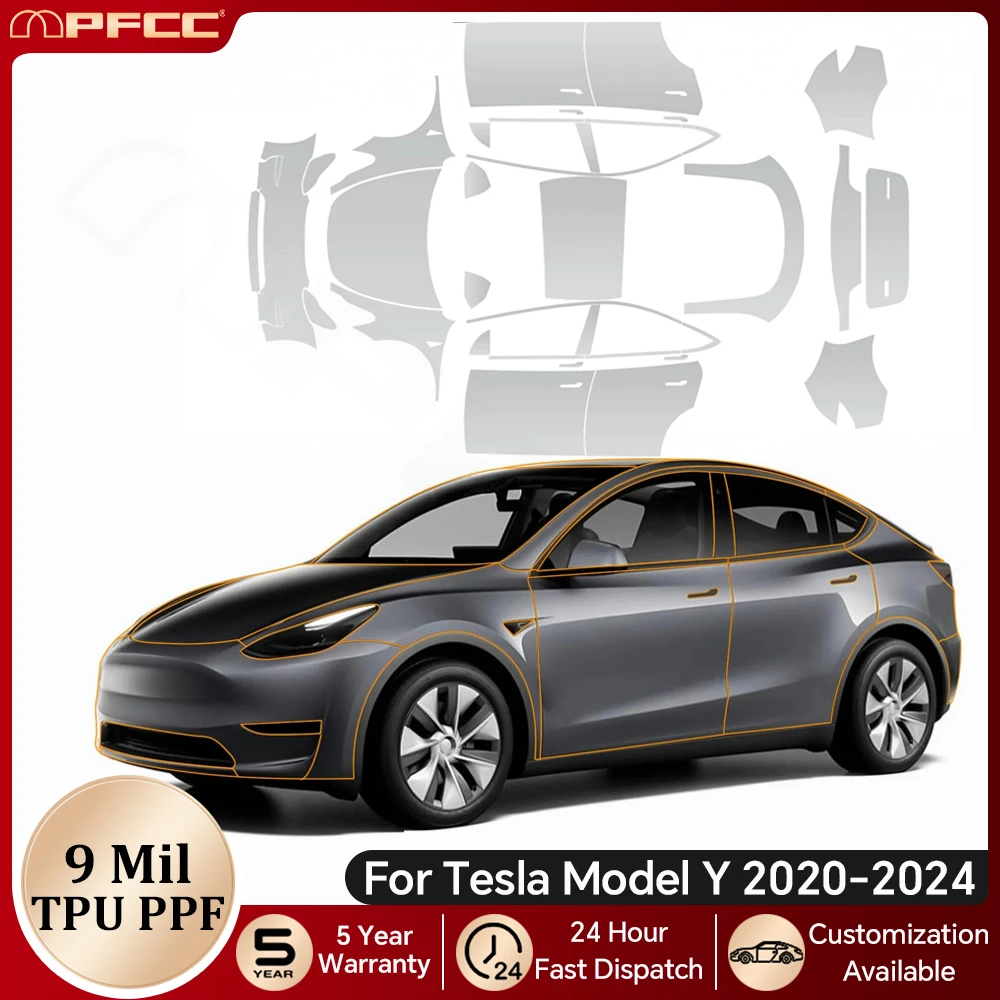 For Tesla Model Y 2020-2024 9Mil TPU Anti-scratch Resistant Paint ...