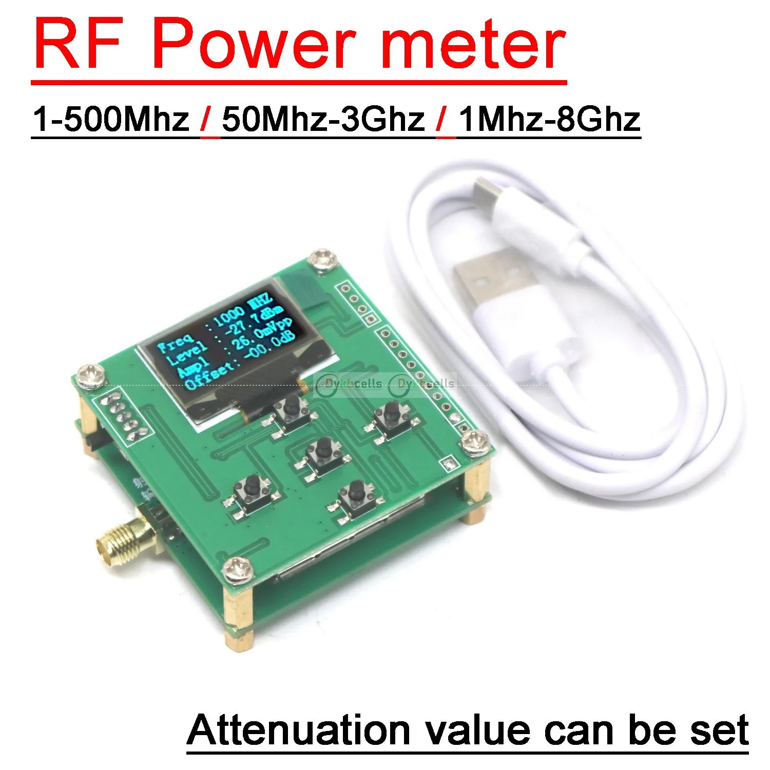 1M-8000Mhz-RF-Power-Meter-W-Sofware-RF-Power-Attenuation-Value-Can-Set ...