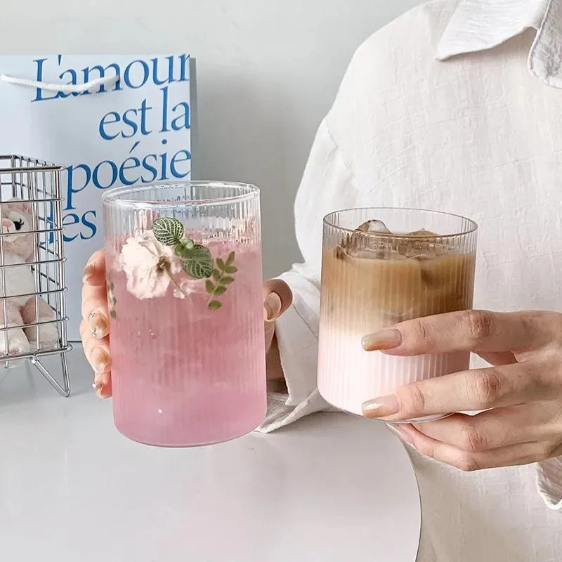 Striped-Glass-Cup-Transparent-Water-Cups-Japanese-Mug-Milk-Glasses ...