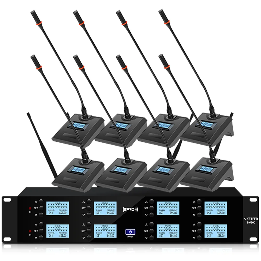 Wireless-Microphone-System-Professional-8-Channel-UHF-Gooseneck-Mic-Set ...