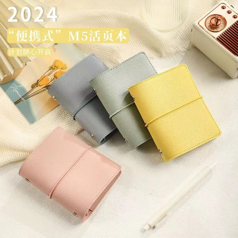 M5 Mini Notebook Leather Hand Book Portable Notebook Loose-leaf Hand ...
