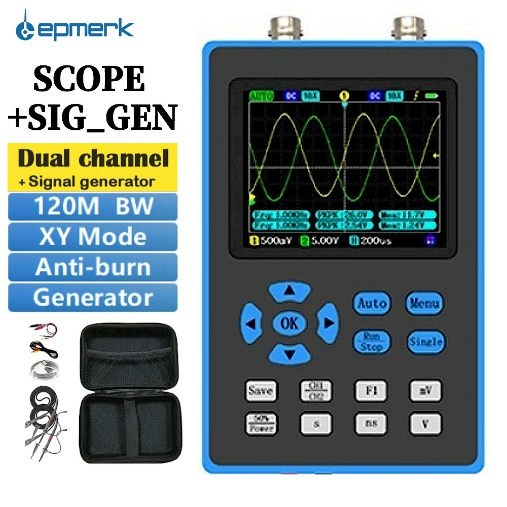 DSO2512G 2.8Inch Digital Oscilloscope 120M Bandwidth Dual/Single ...