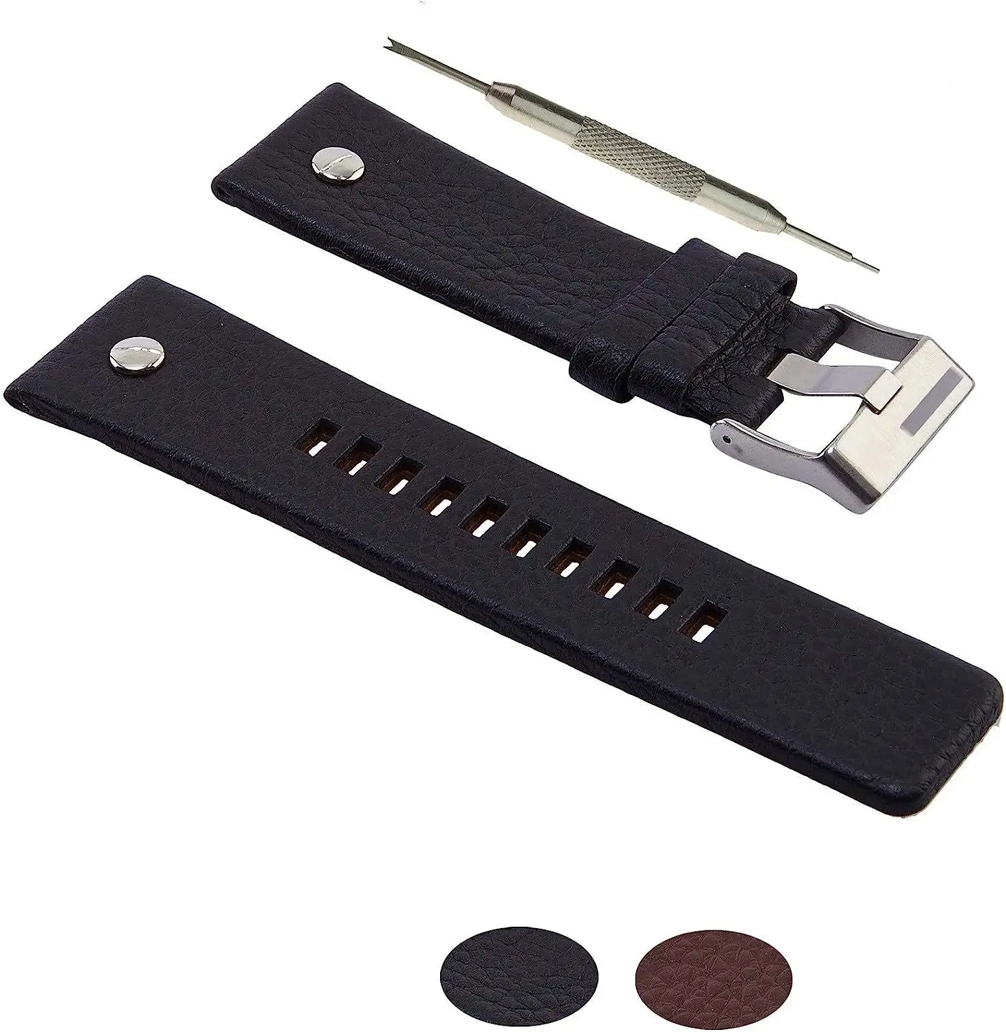 Compatible with Diesel Daddy Series, Leather 22mm 24mm 26mm 28mm Black ...