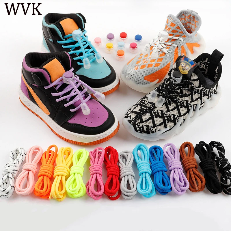 Elastic Round Lock No Tie Shoe laces Children's Sneakers Casual ...
