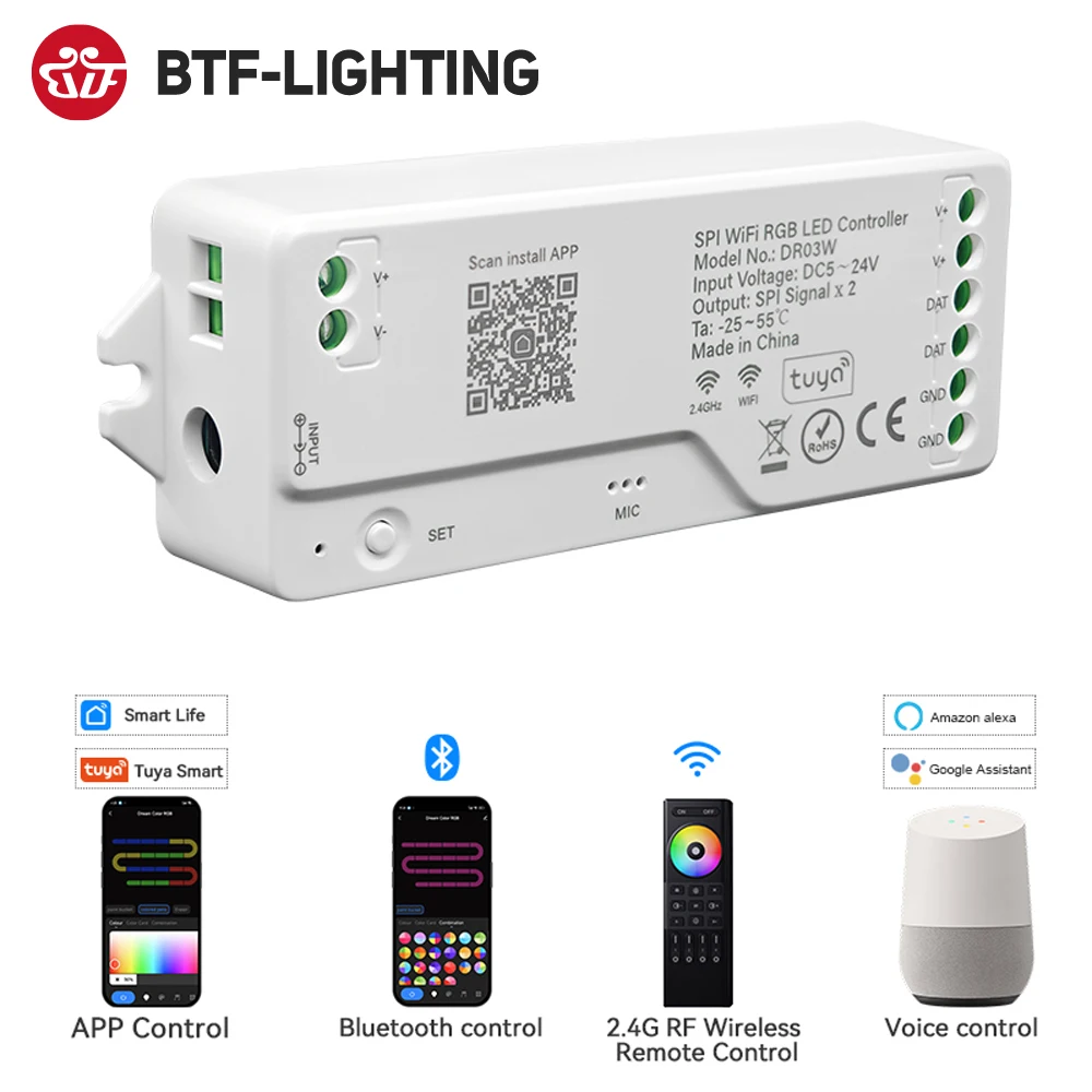 Tuya Wifi LED Controller SPI RGBIC for WS2811 WS2812B WS2815 FCOB ...