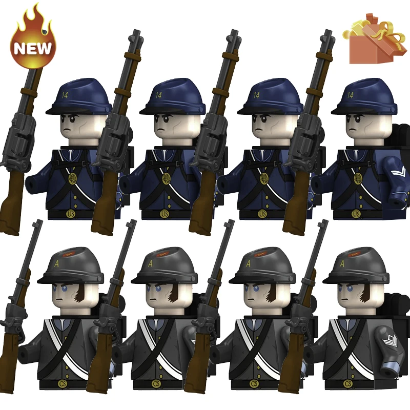 New-Civil-War-Figure-Mini-Soldier-Gun-Mini-Ammunition-Bag-Building ...