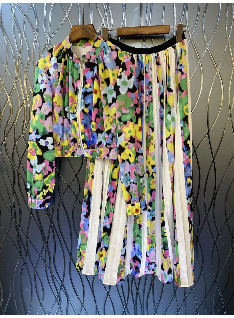 Conjuntos cortos de primavera y verano, trajes de Falda larga de alta ...