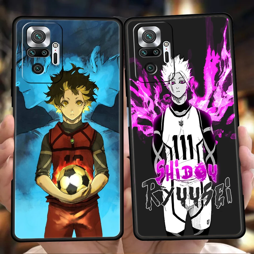 Funda de teléfono con bloqueo azul de Anime para Redmi Note 12 10 11 ...
