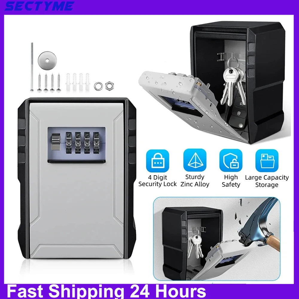4-Digits-Password-Key-Box-Home-Outdoor-Waterproof-Wall-Mounted-Lock ...