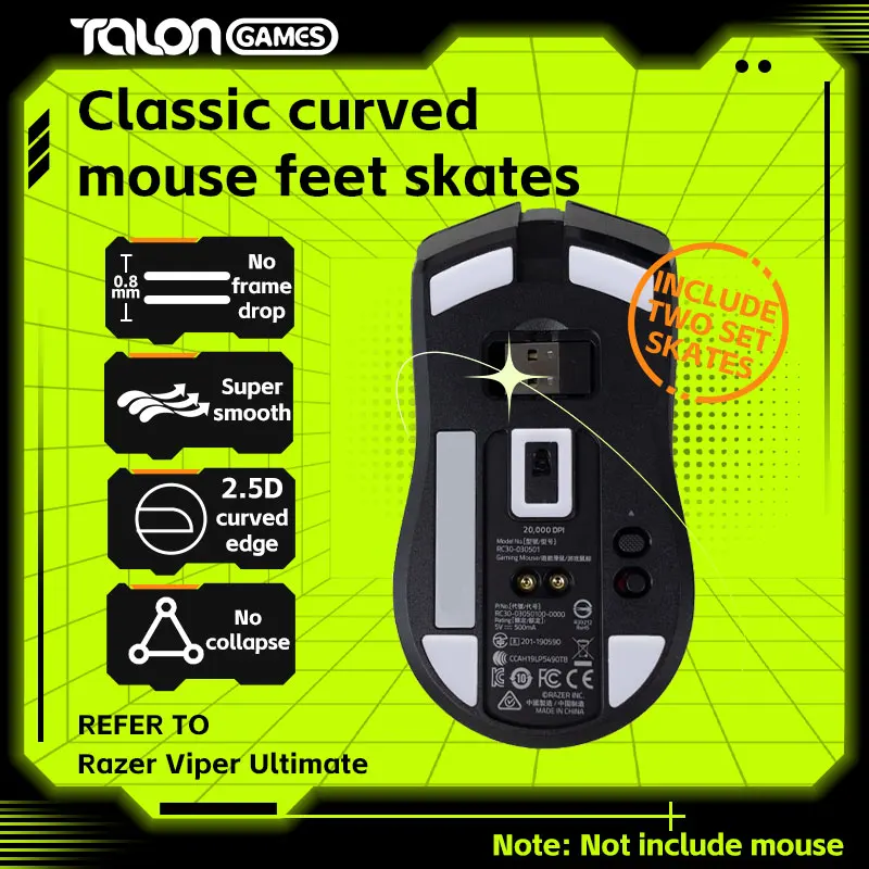 2 Sets TALONGAMES Mouse Feet Light Gray Custom Curved Edge Mouse Skates ...