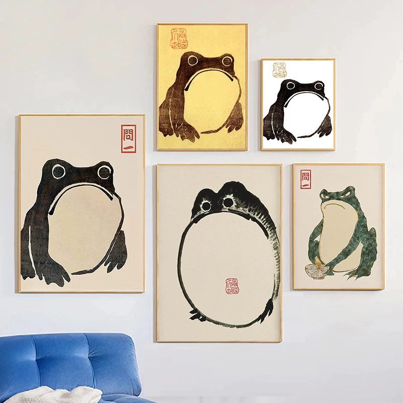 Vintage-japon-kurba-a-kurba-a-tuval-boyama-sergi-hayvan-Poster-duvar ...