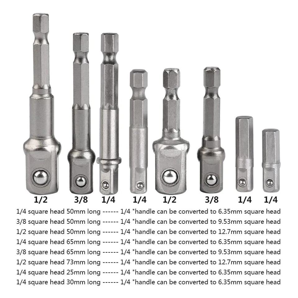 Quick Release Socket Adapter EZARC 14PC Impact Socket Adapter Set, 1/4 ...