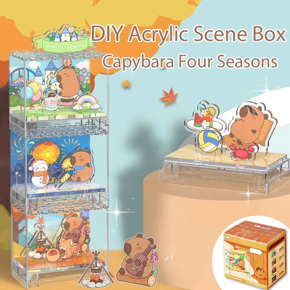 DIY-Assembled-Clear-Acrylic-Boxes-Scene-Capybara-Four-Seasons-Cartoon ...