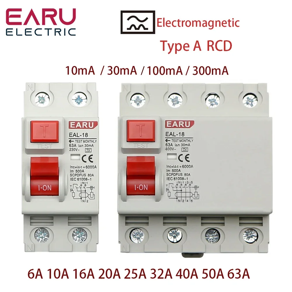 2P-4P-10-30-100-300mA-Type-A-RCCB-RCD-ELCB-Electromagnetic-Residual ...