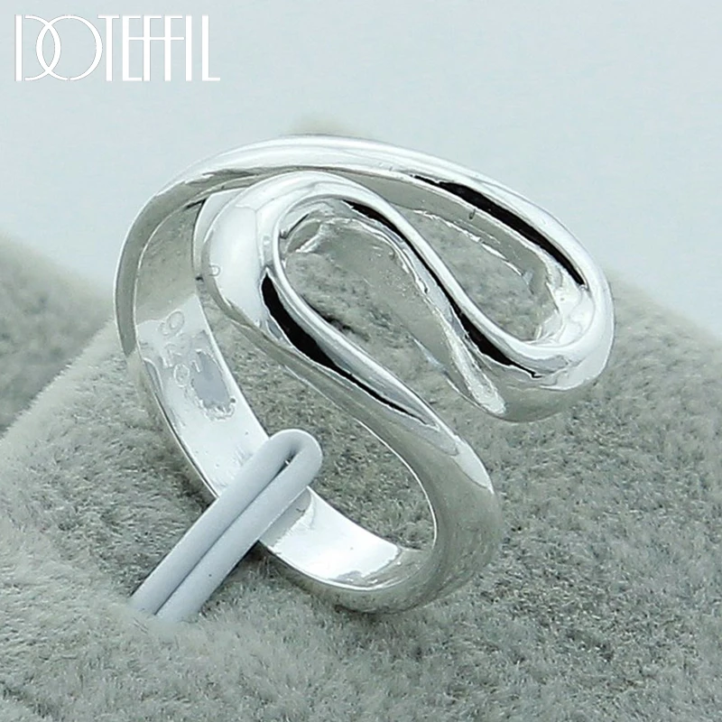 DOTEFFIL-925-Sterling-Silver-Curved-Smooth-Ring-For-Women-Man-Brand ...