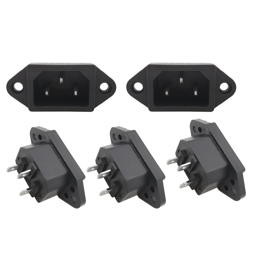 5Pcs 3 Pin IEC 320 C14 Power Socket Connector Male Plug Panel Power ...