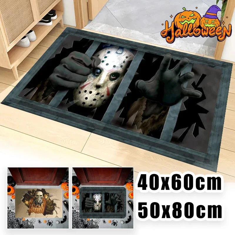 Horror Cage Skull Doormat Halloween Crystal Velvet Non Slip Entrance ...