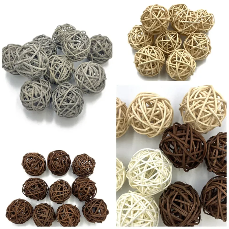 10pcs 3cm/4cm Natural Decorative Wicker Rattan Balls Vase Filler ...